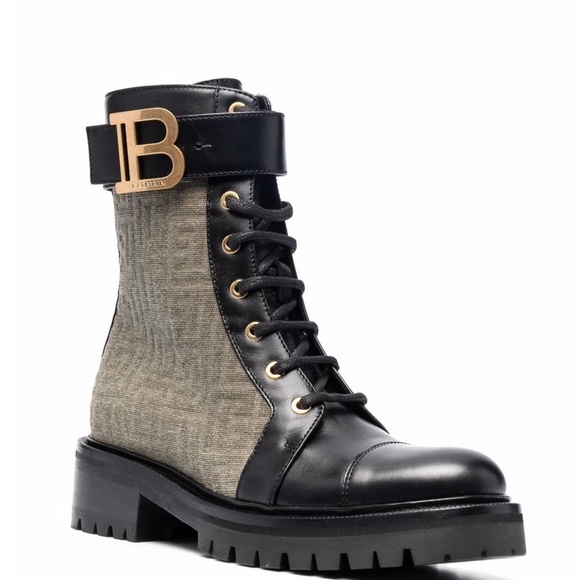 Balmain | Shoes | Balmain Ranger Romy Monogram Combat Boots 4 Nib ...